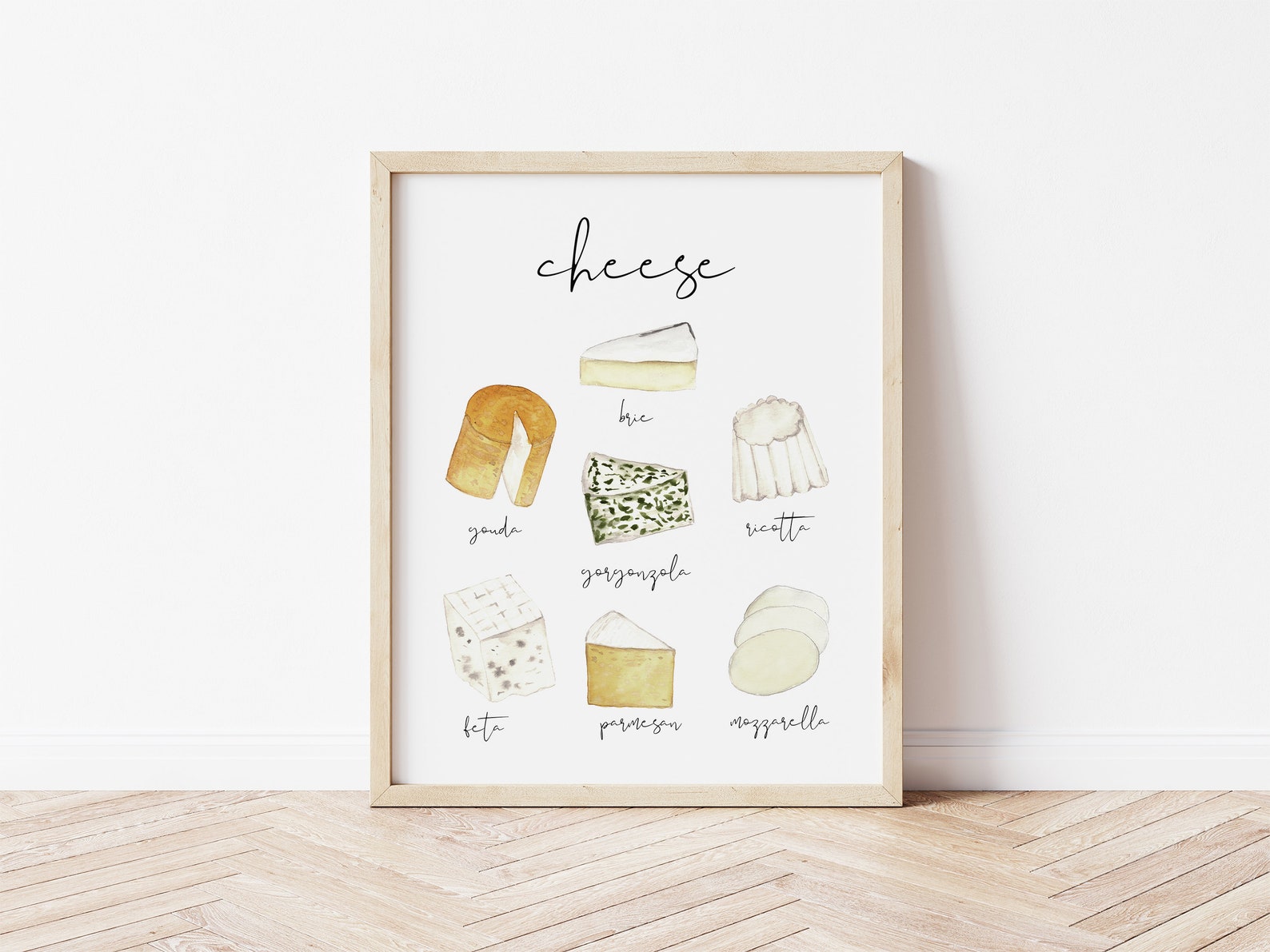 Printable Kitchen Art Cheese Art Print Types of Cheese - Etsy