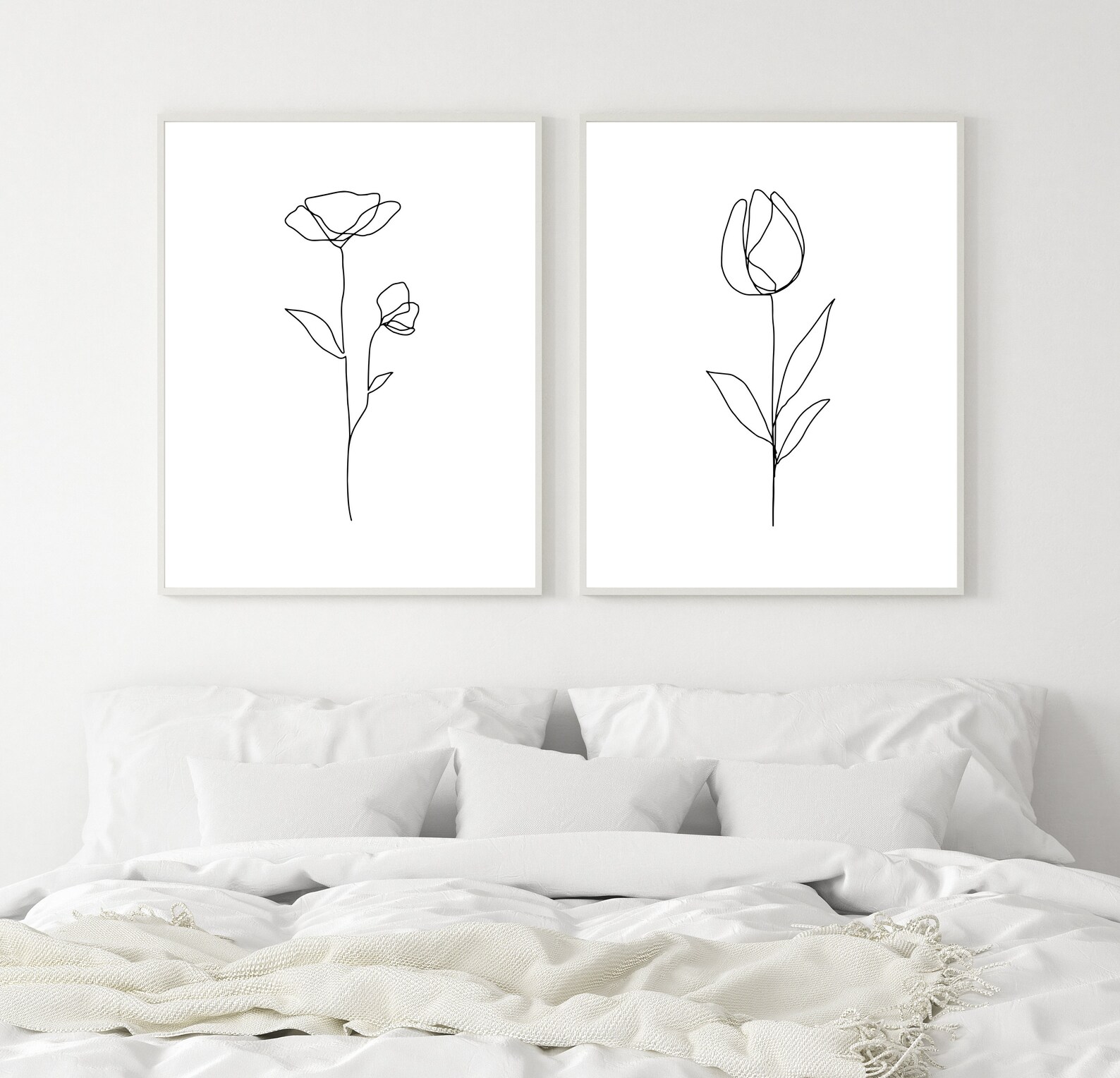 PRINTABLE Floral Line Art Print, Instant Download Printable Modern ...