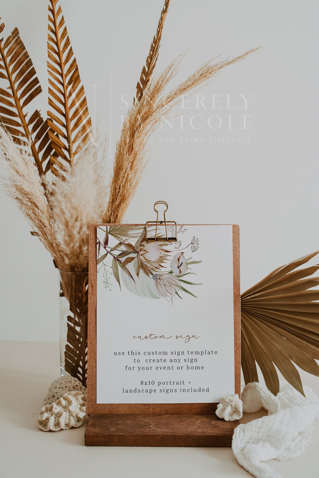 Custom Boho Sign Template, Bohemian Wedding Baby Shower Bridal Shower ...