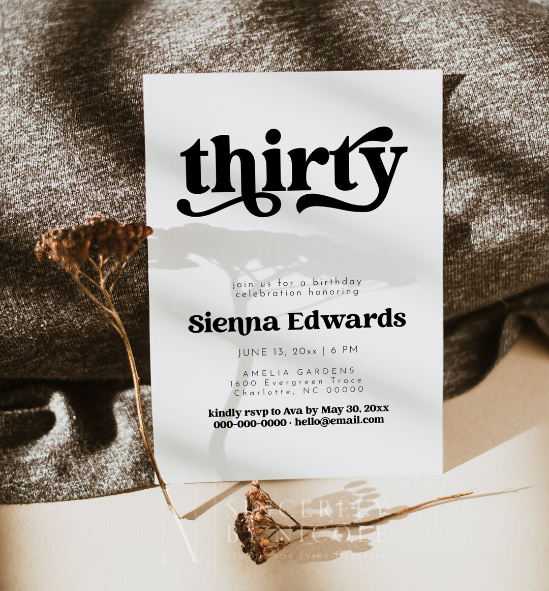 Thirtieth Birthday Party Invitation Template, Editable Printable 30th ...