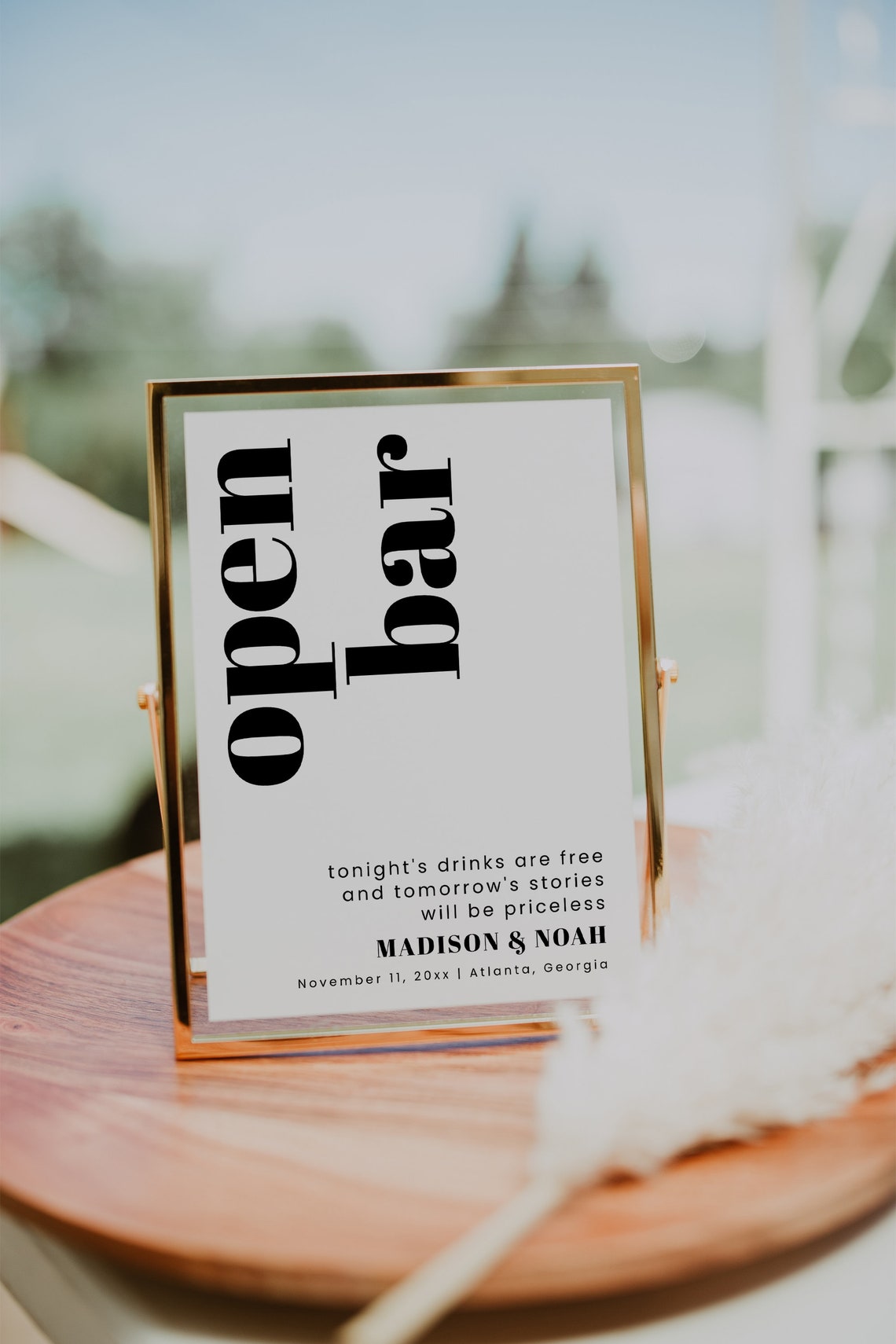 Wedding Bar Sign Printable Open Bar Sign Minimalist Bar - Etsy