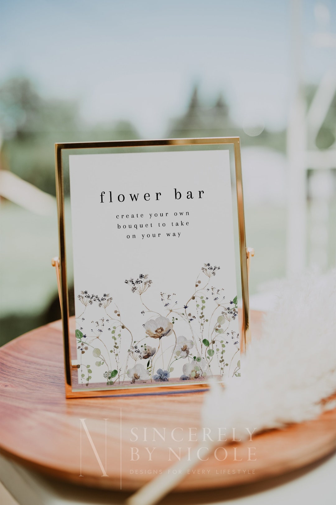 Flower Bar Sign, Wildflower Flower Bar Sign, Bridal Shower Flower Bar ...