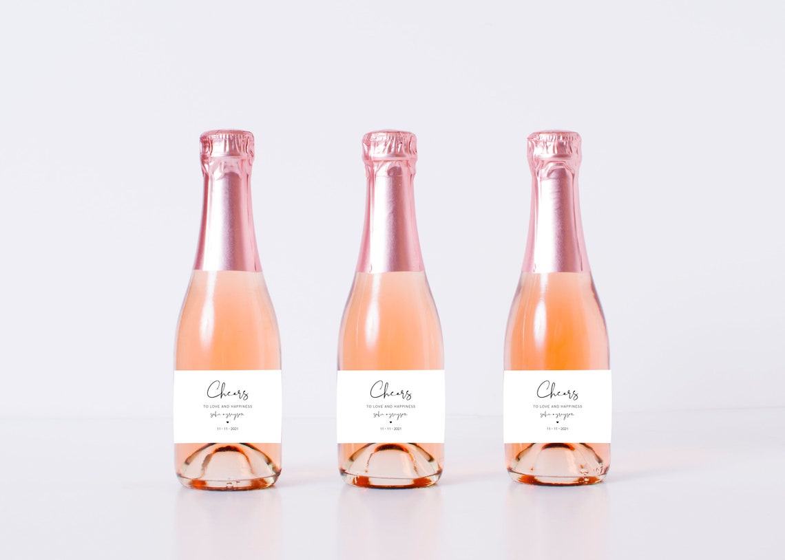 Mini Bottle Label Template Personalized Wedding or Engagement - Etsy