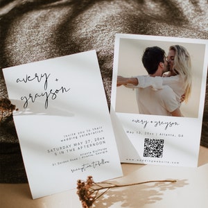 QR Code Wedding Invitation, Modern Wedding Invitation Minimalist ...