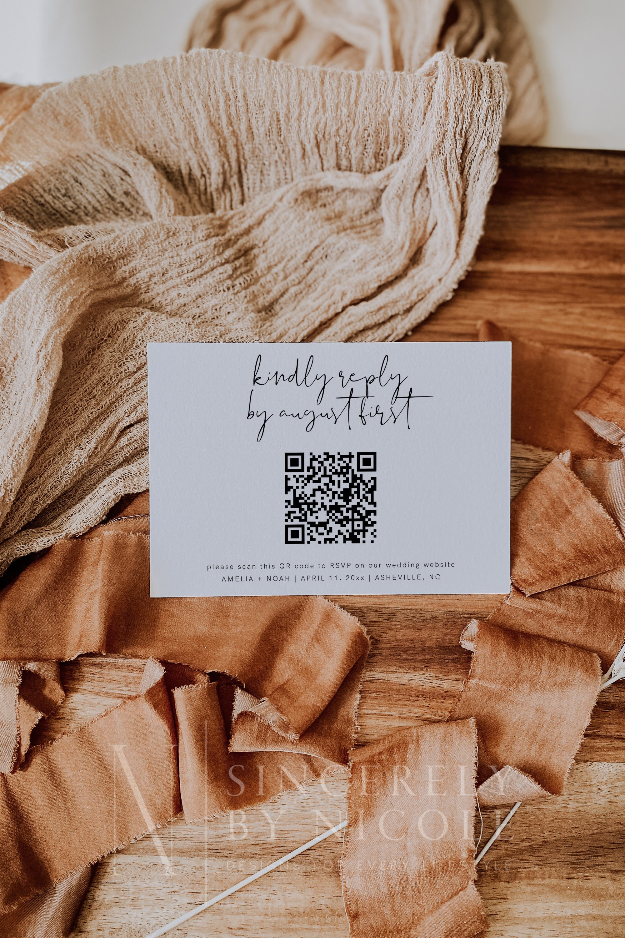 Modern RSVP Card With QR Code QR Code Response Card Template - Etsy