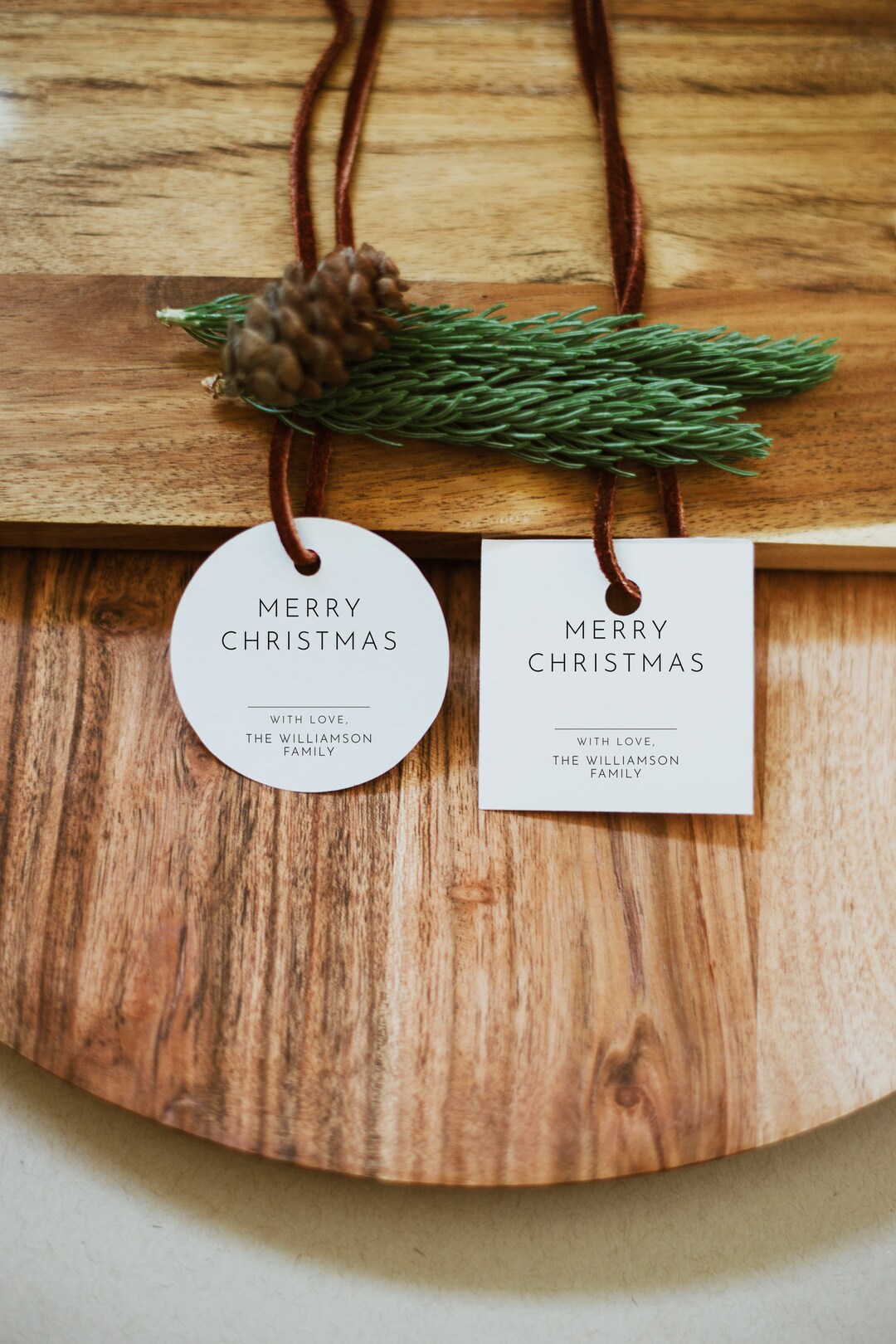 Printable Christmas Tag, Personalized Christmas Tag, Modern Minimalist ...