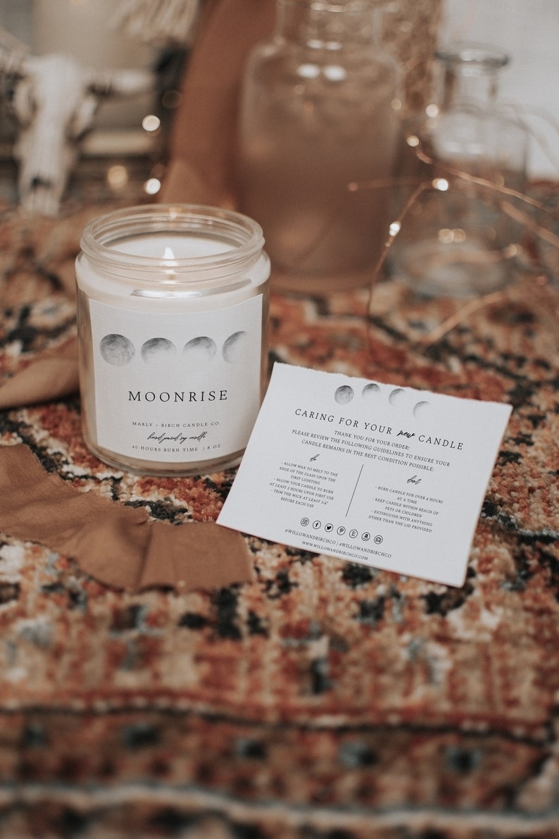 Printable Candle Label Template With Matching Candle Care - Etsy