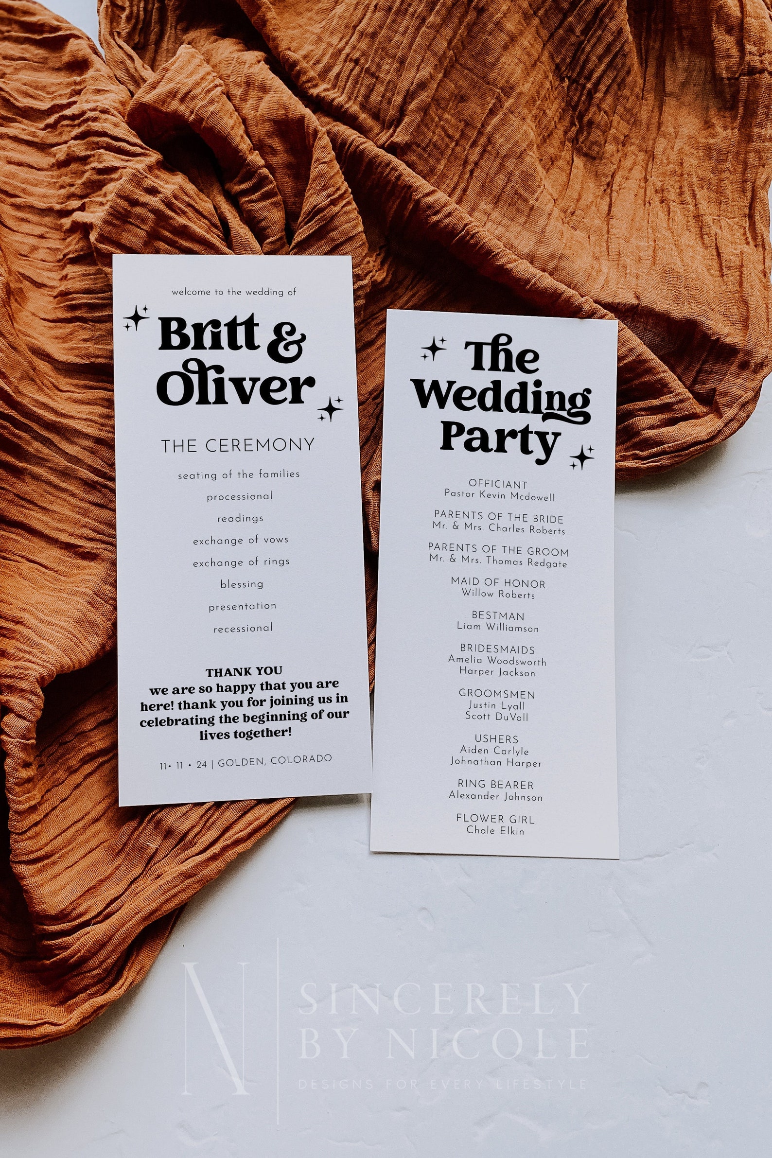 Retro Wedding Program Template, Wedding Program Retro, Wedding Program ...