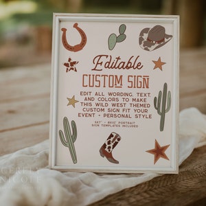 Western Custom Sign, Editable Custom Sign, Printable Signs, Sign ...