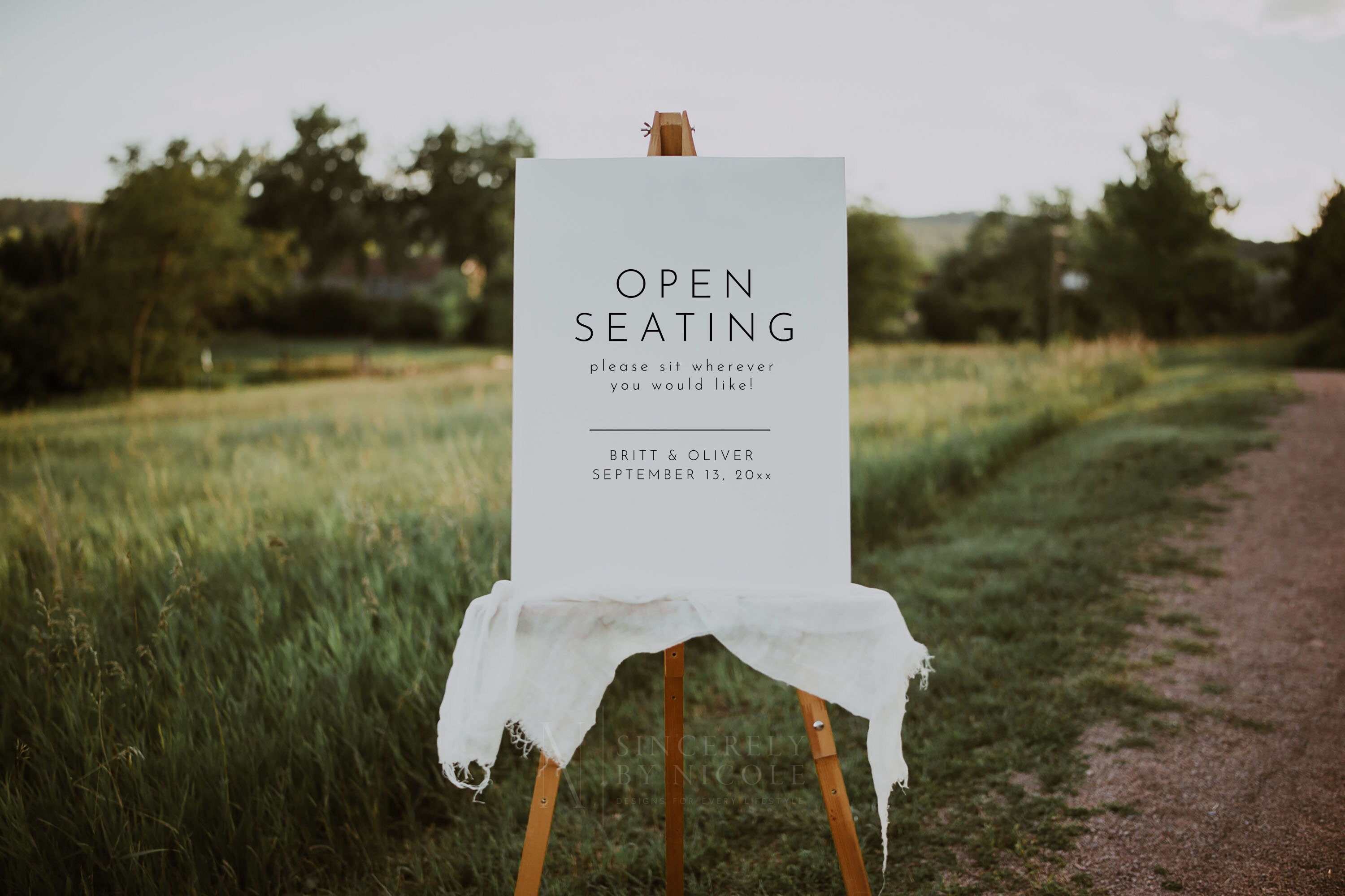 Modern Open Seating Wedding Sign Template, Editable Printable Open ...