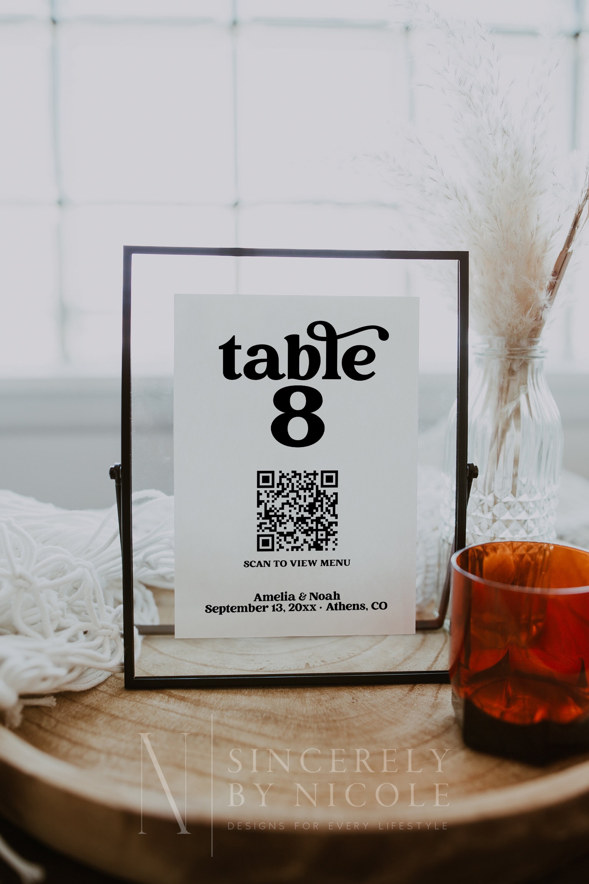 QR Code Table Number Template Editable Printable Retro Table - Etsy