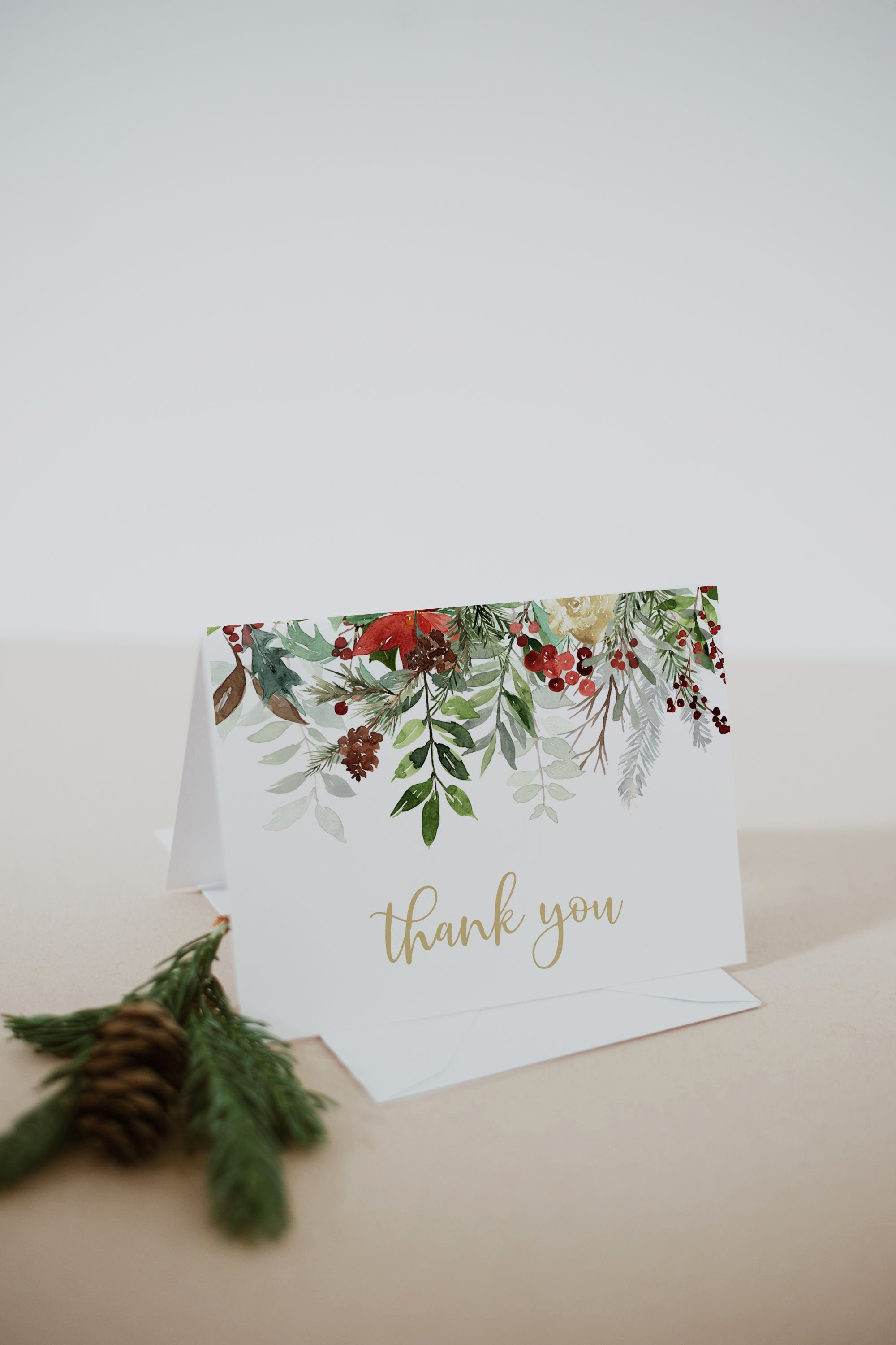 Christmas Thank You Cards, Holiday Thank You Cards, Printable Thank You ...