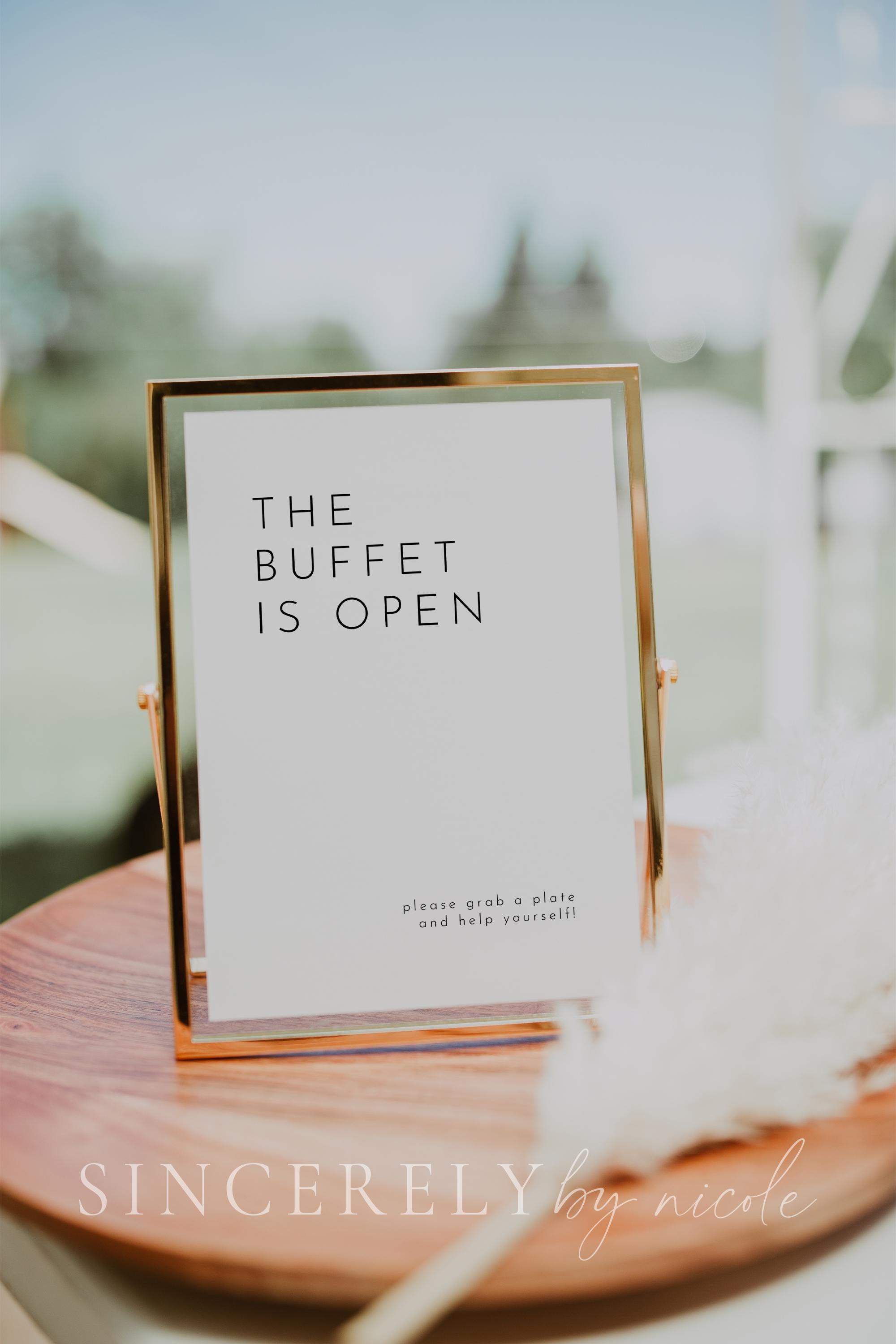 Modern Buffet Table Sign, Wedding Open Buffet Sign, Buffet is Open ...