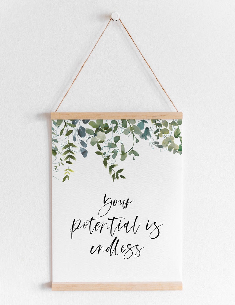 Your Potential is Endless Greenery Quotes Inspirational Wall - Etsy
