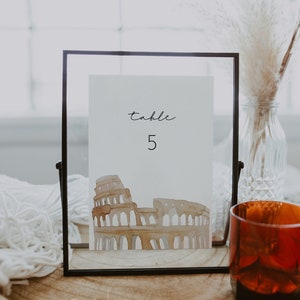 Italy Wedding Table Number Template, Rome Wedding Table Numbers, Table ...