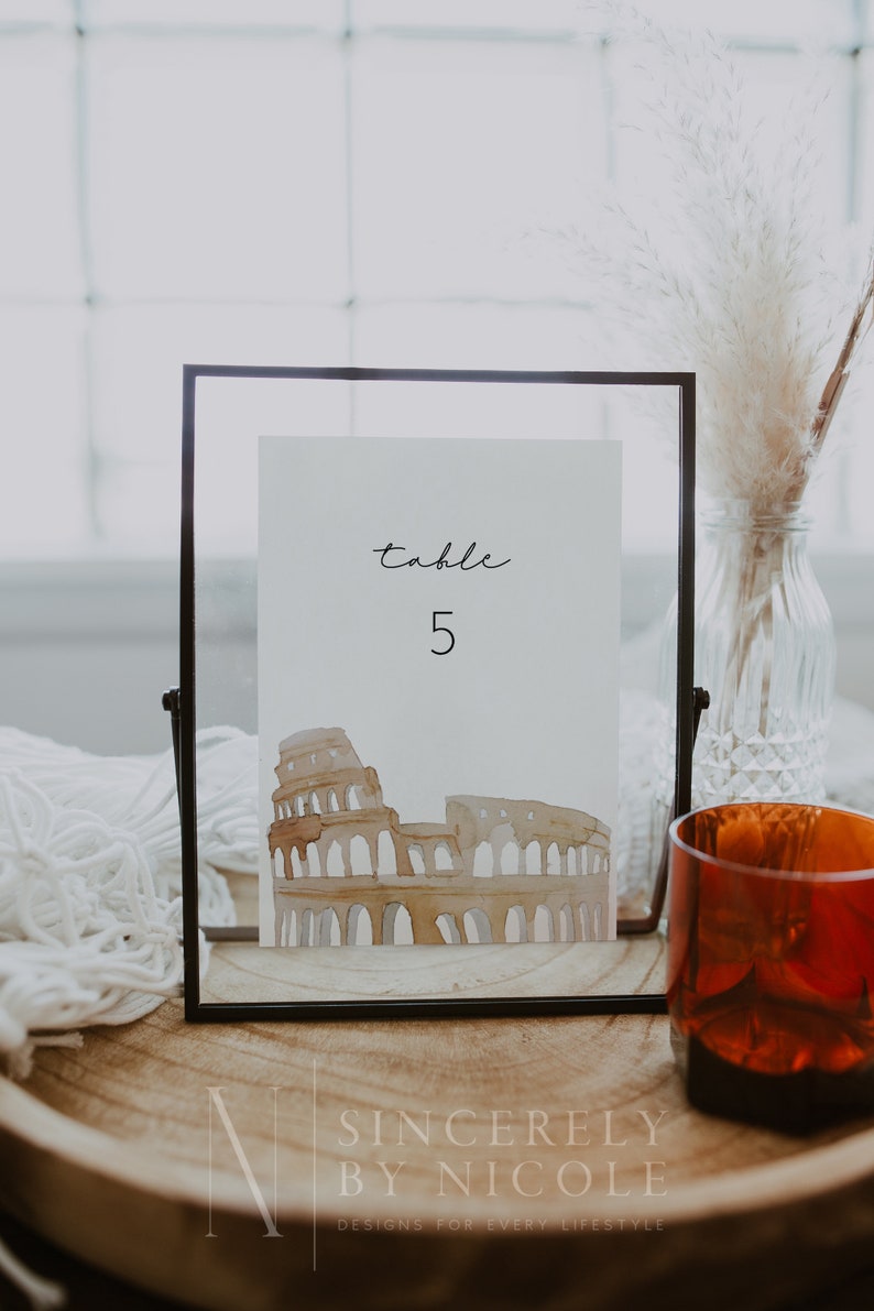 Italy Wedding Table Number Template Rome Wedding Table - Etsy