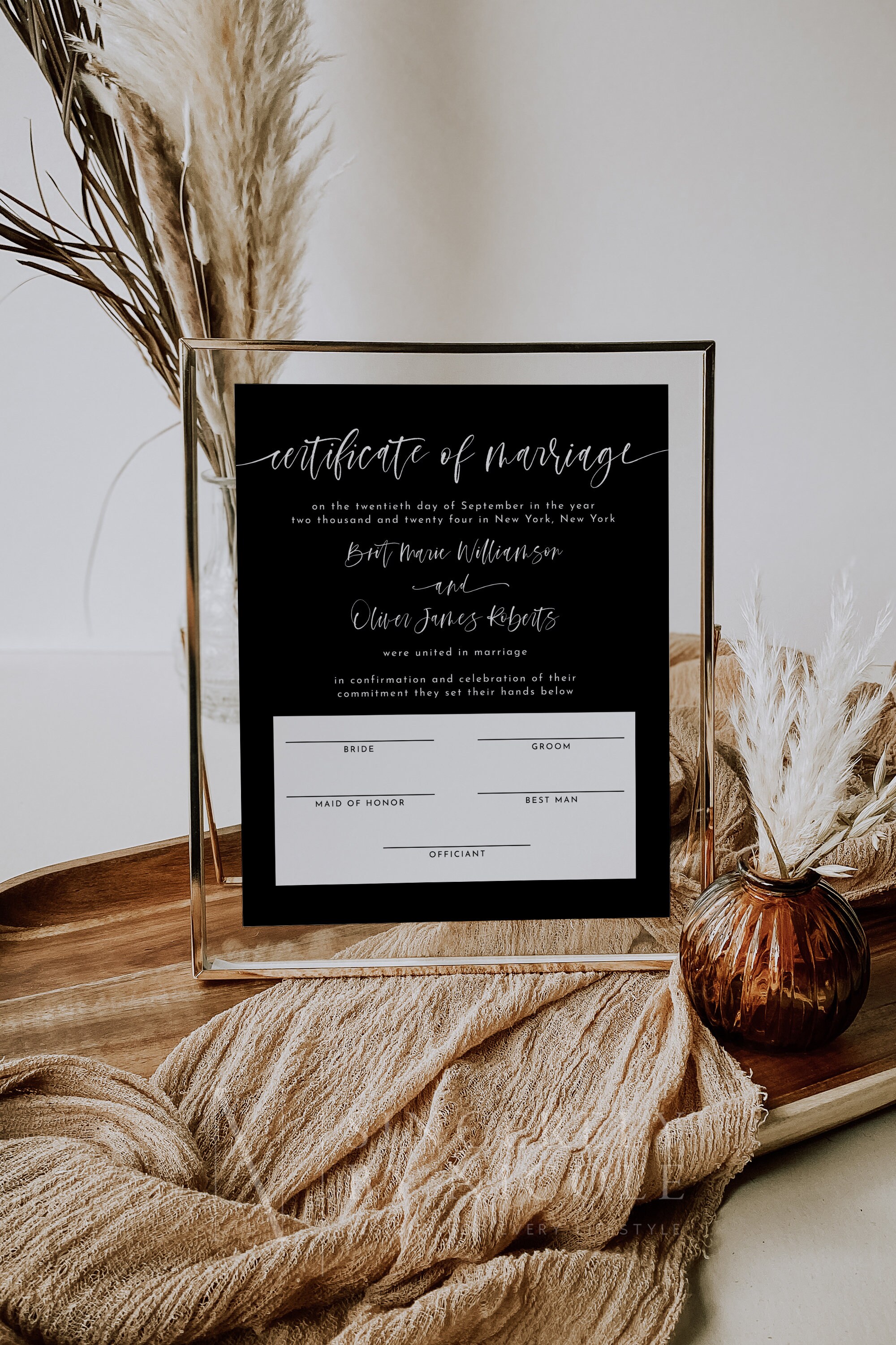 Modern Certificate of Marriage Modern Certificate Keepsake - Etsy