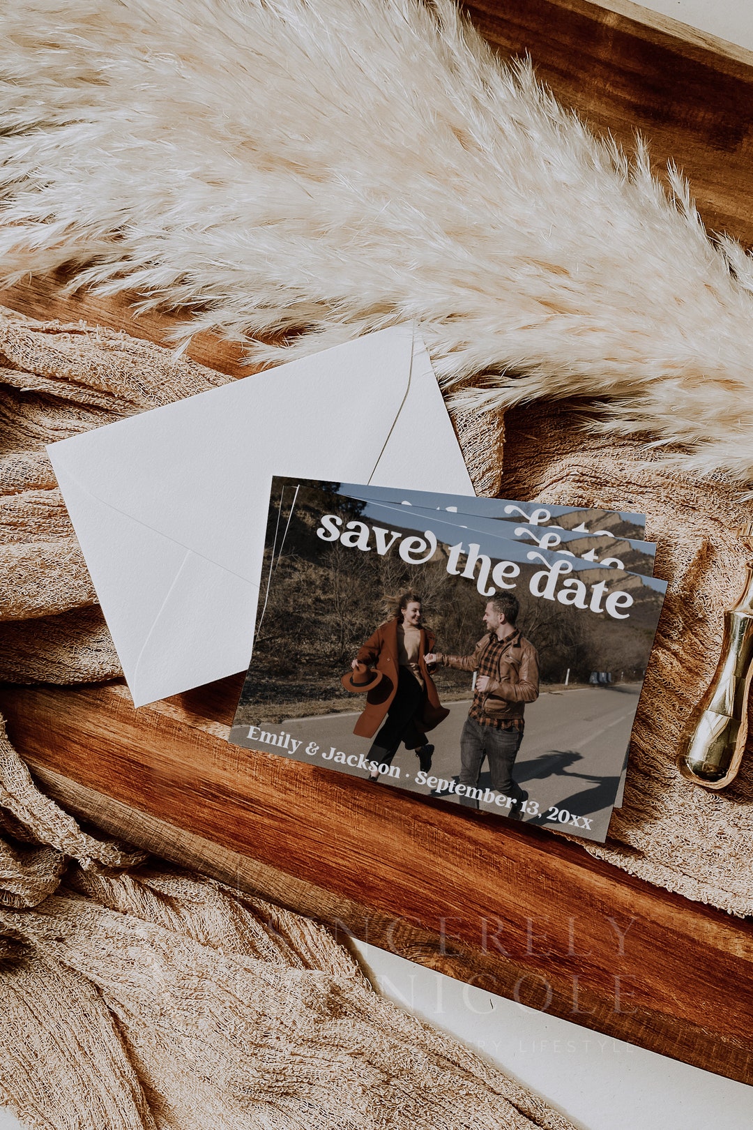 Retro Picture Save the Date Template, Bohemian Save the Date, Picture ...