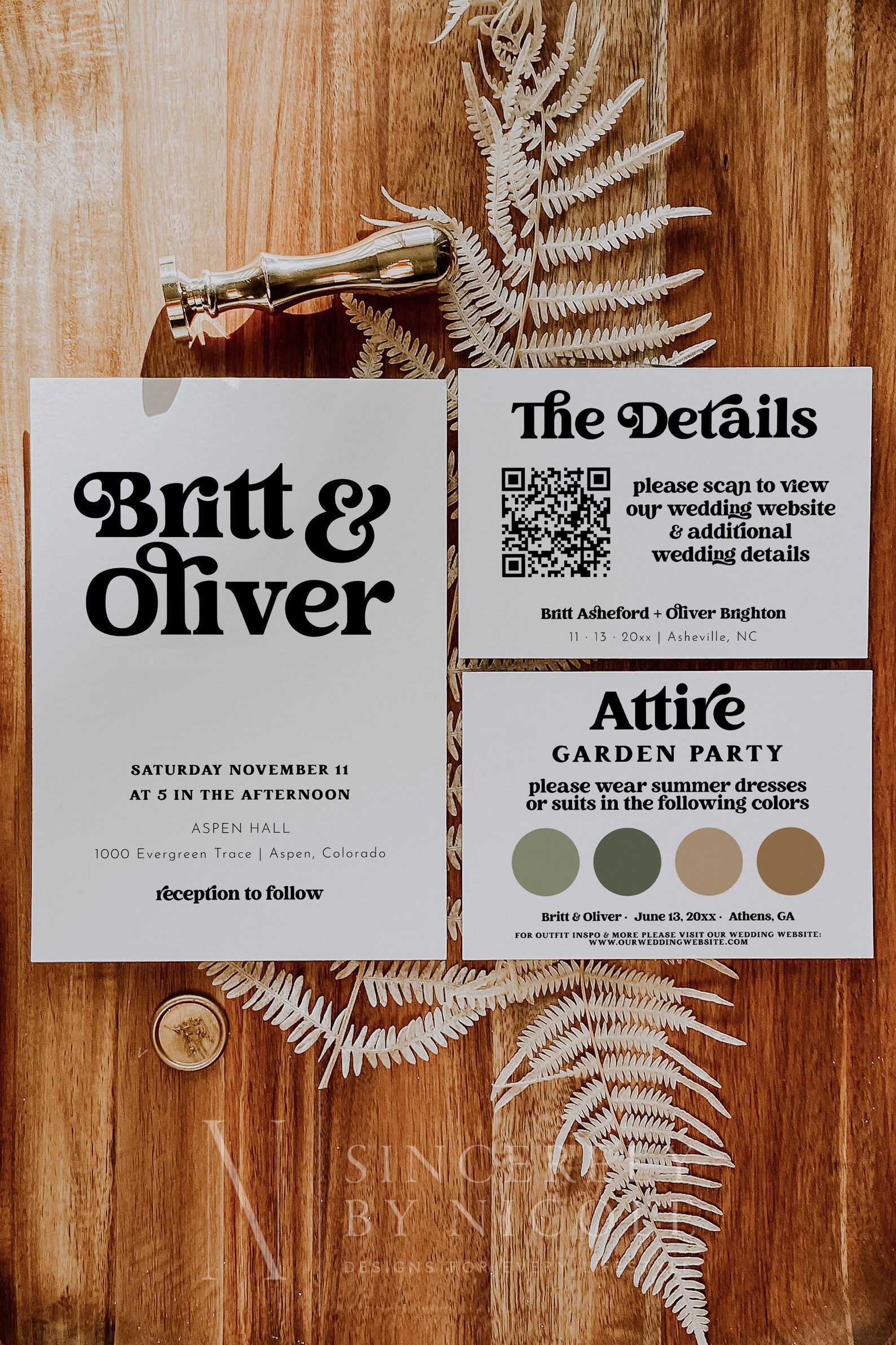 Retro Wedding Invitation Suite Boho Wedding Invitation - Etsy