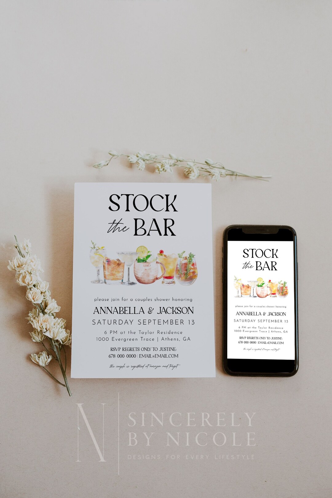 Stock the Bar Invitation, Retro Couples Shower Invitation, Stock the ...