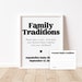 Editable Printable Family Traditions Card Family Traditions - Etsy