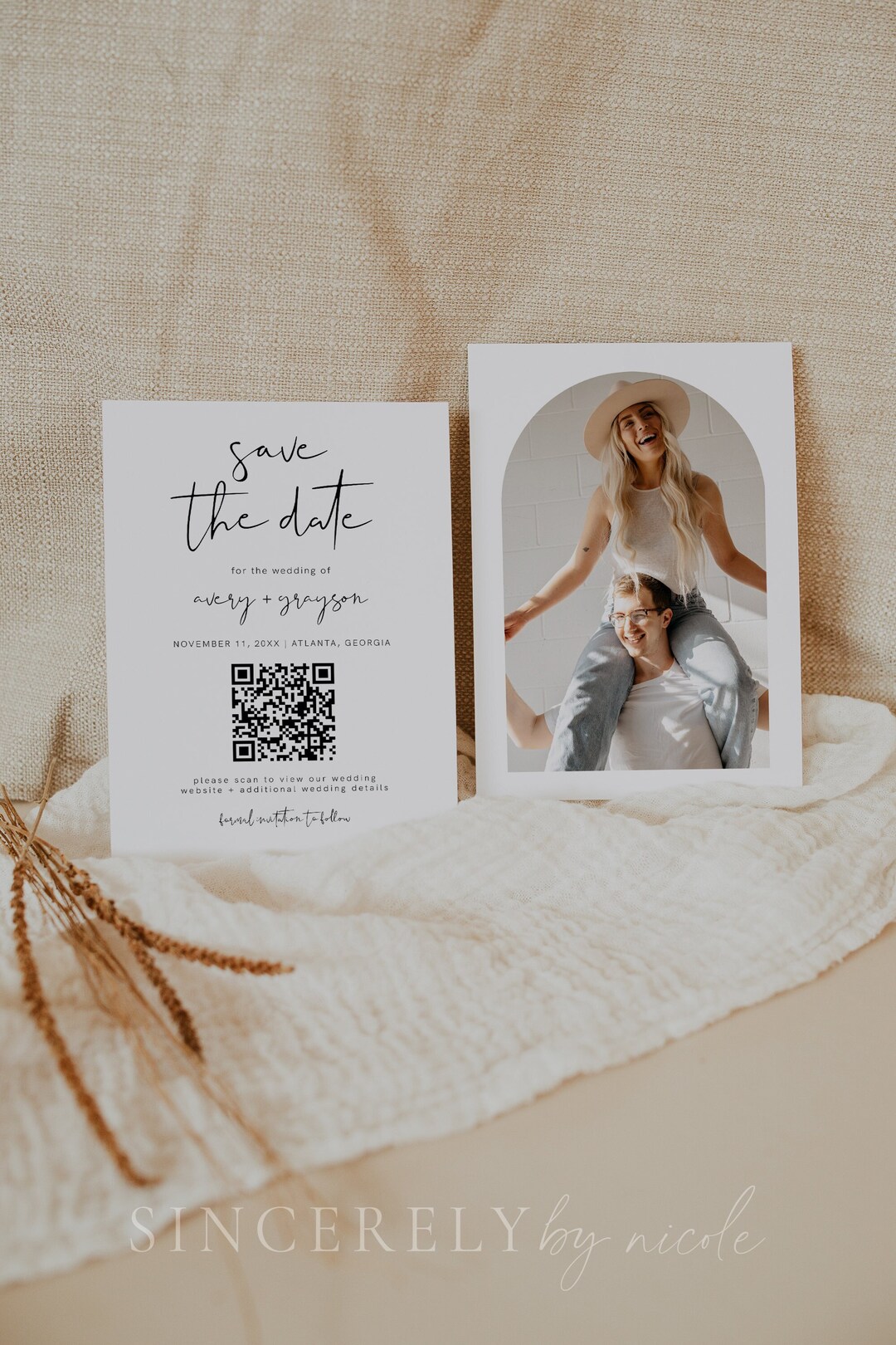 Modern Save the Date QR Code Template Editable QR Code Save - Etsy