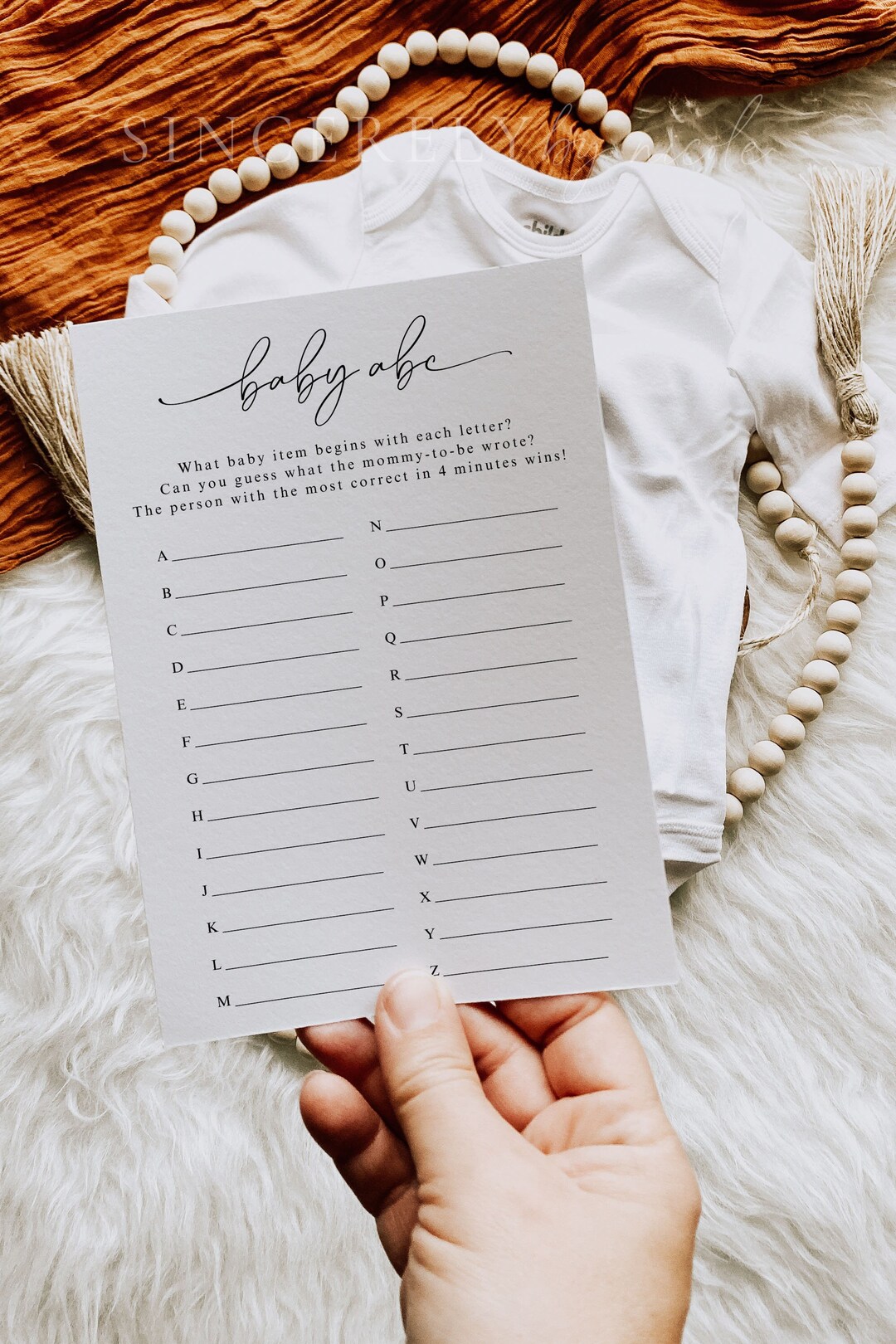Baby ABC Game Printable, Alphabet Baby Item Game, Modern Minimalist ...