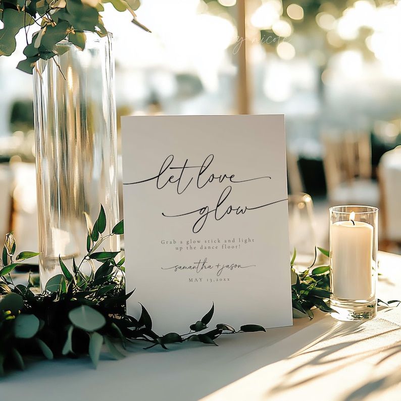 PRINTED & SHIPPED Let Love Glow Sign, Modern Minimalist Wedding Sign ...