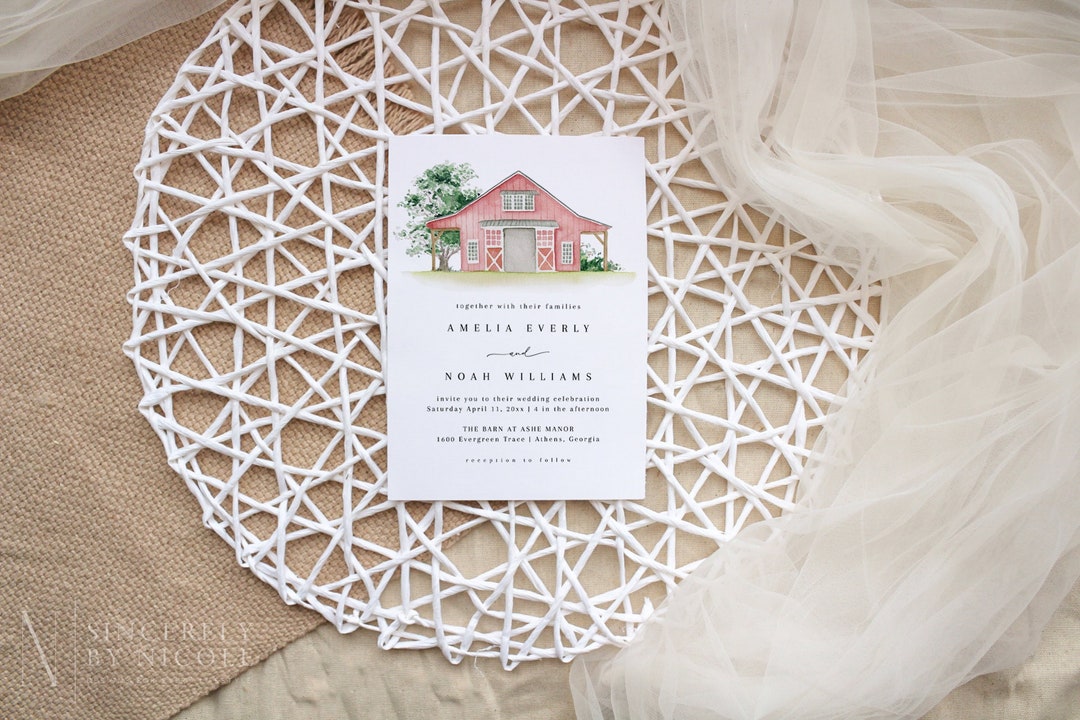 Barn Wedding Invitations, Wedding Invitations Rustic Barn Editable ...