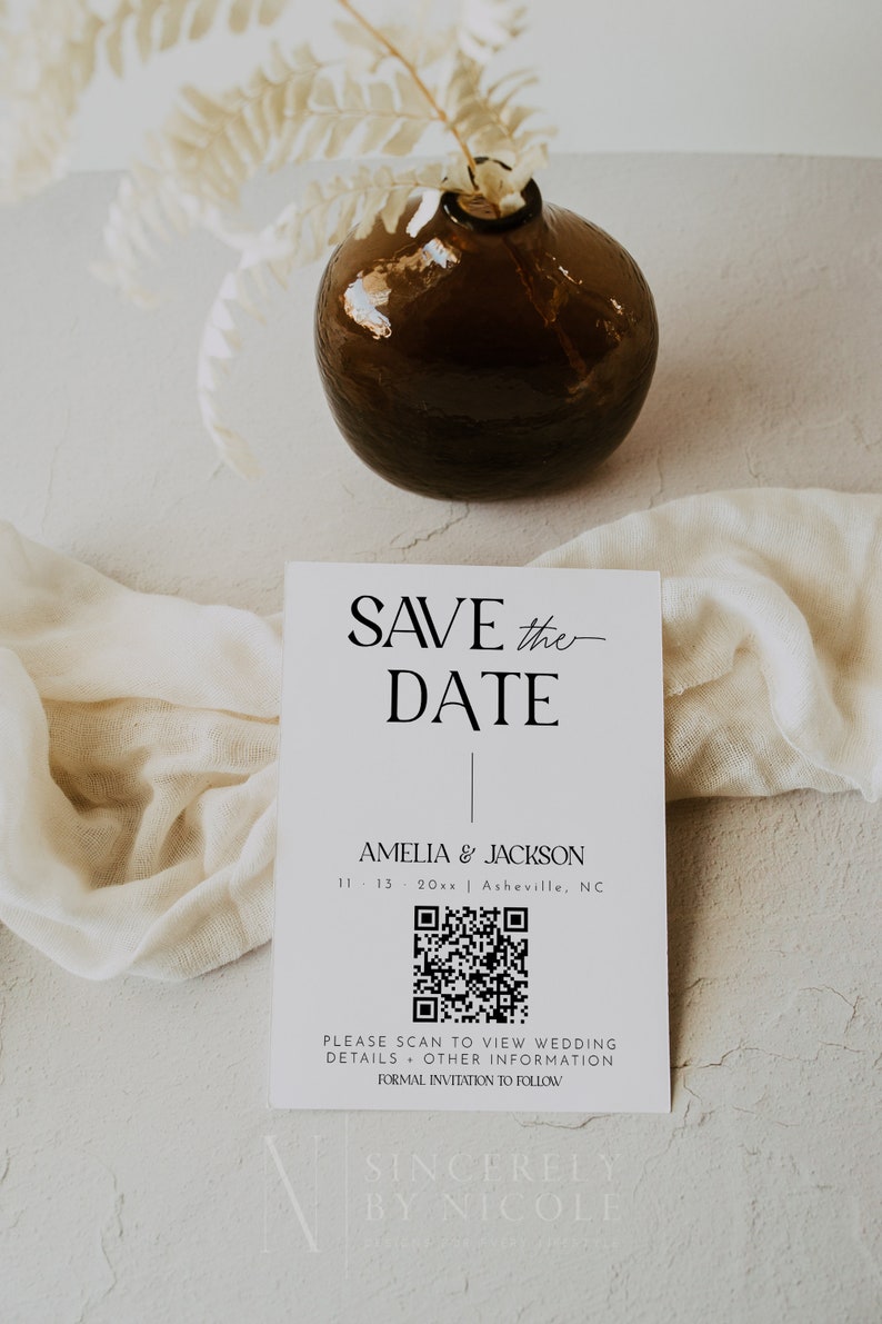 Modern Save the Date QR Code Photo Save the Date Modern - Etsy