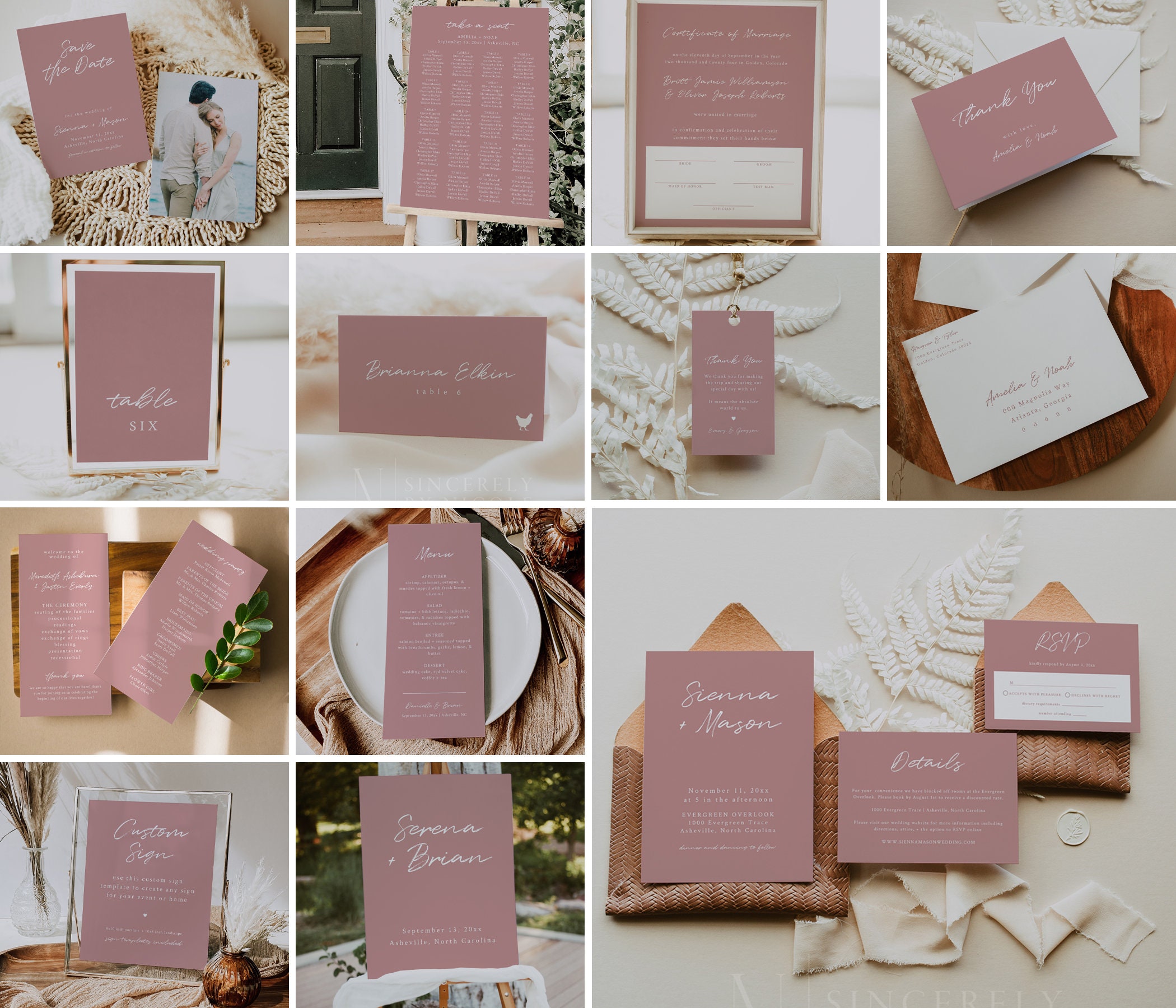 Blush Pink Wedding Template Bundle Editable Printable Large - Etsy
