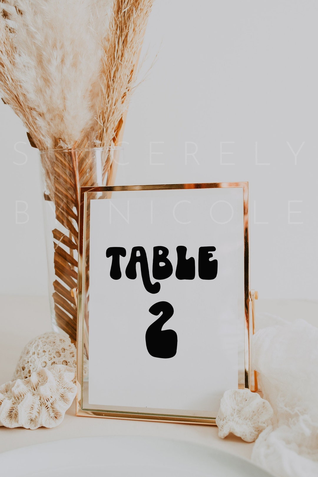 Retro Table Number Template, Vintage Wedding Table Number, Printable ...