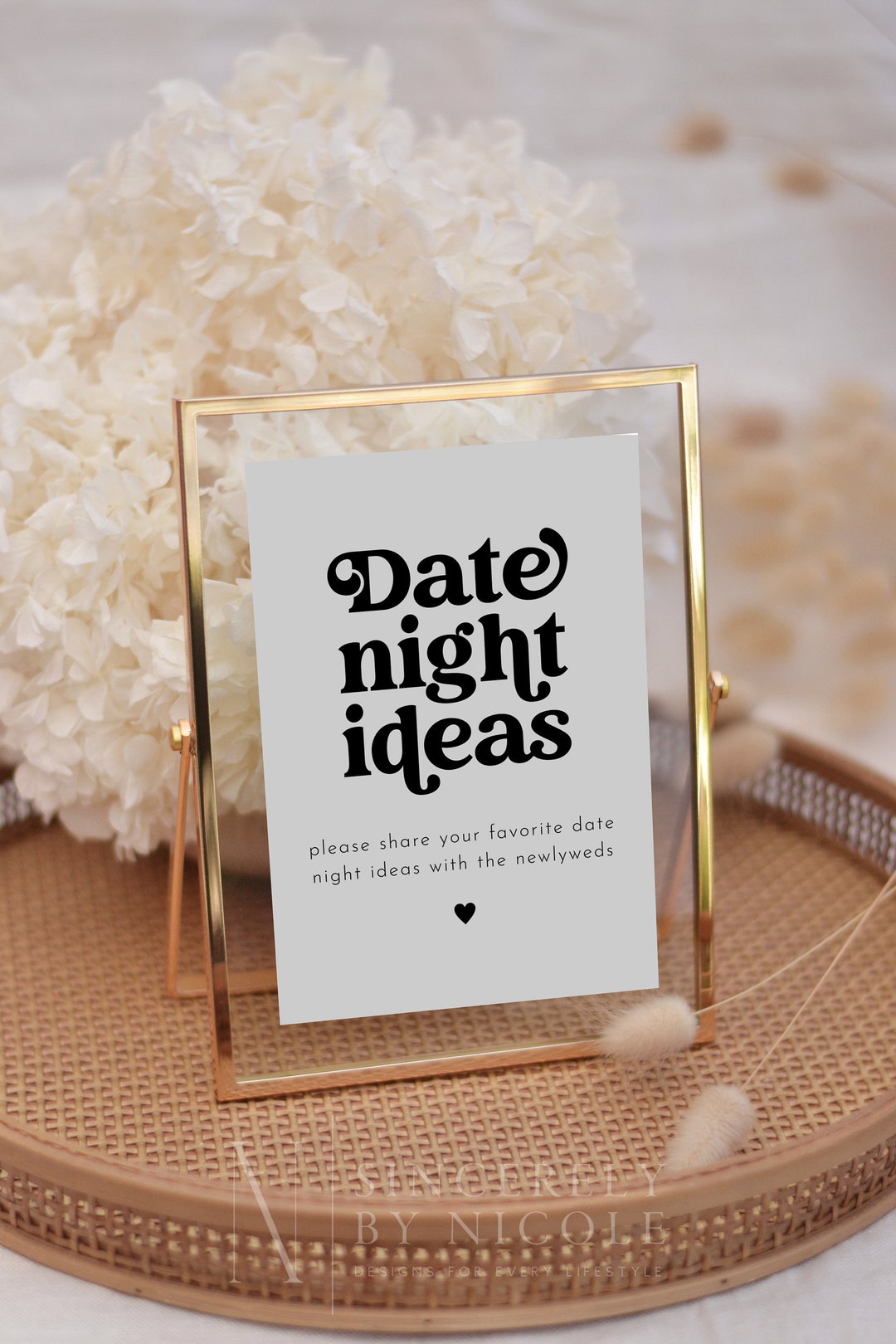 Retro Date Night Ideas Sign Template, Date Night Ideas Sign, Editable ...
