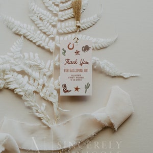 First Rodeo Birthday Thank You Tag, Cowboy Birthday Favor Tag, Western ...