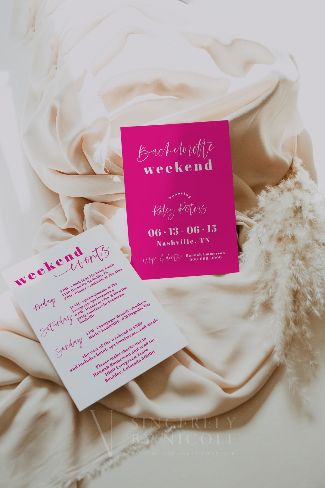 Hot Pink Bachelorette Party Invitation, Bachelorette Weekend Invite ...