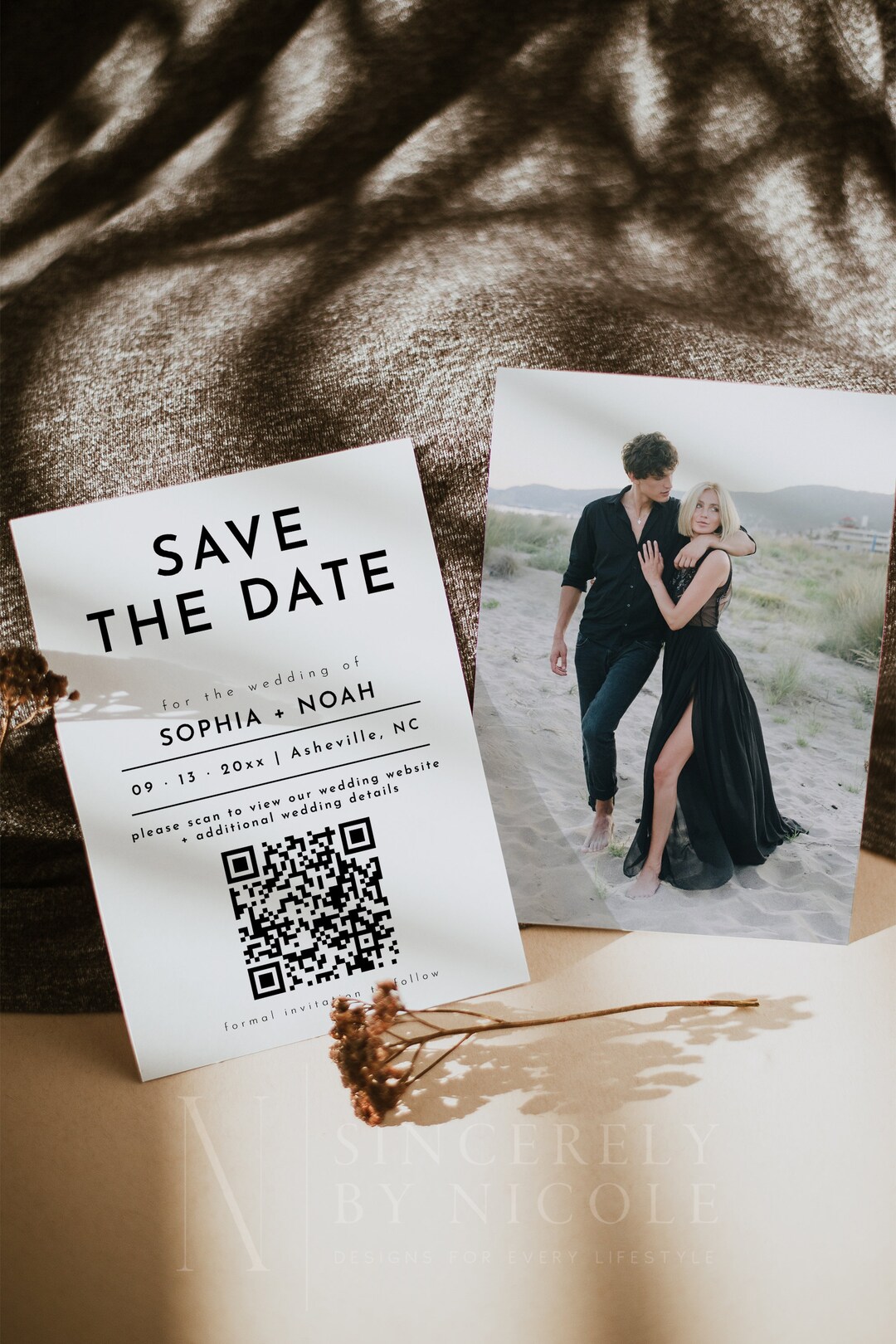 Save The Date With QR Code QR Code Save The Date Template Etsy