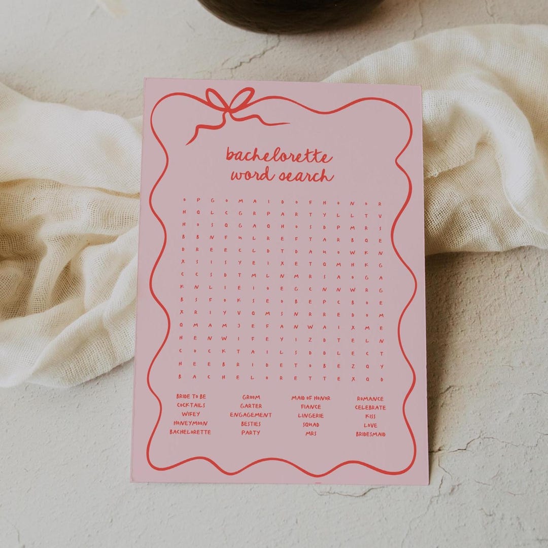 PRINTED & SHIPPED Bachelorette Party Game, Whimsical Bachelorette Word ...