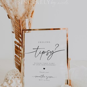 Bartender Tip Sign Template, Tip Your Bartender Sign, Wedding Bartender ...