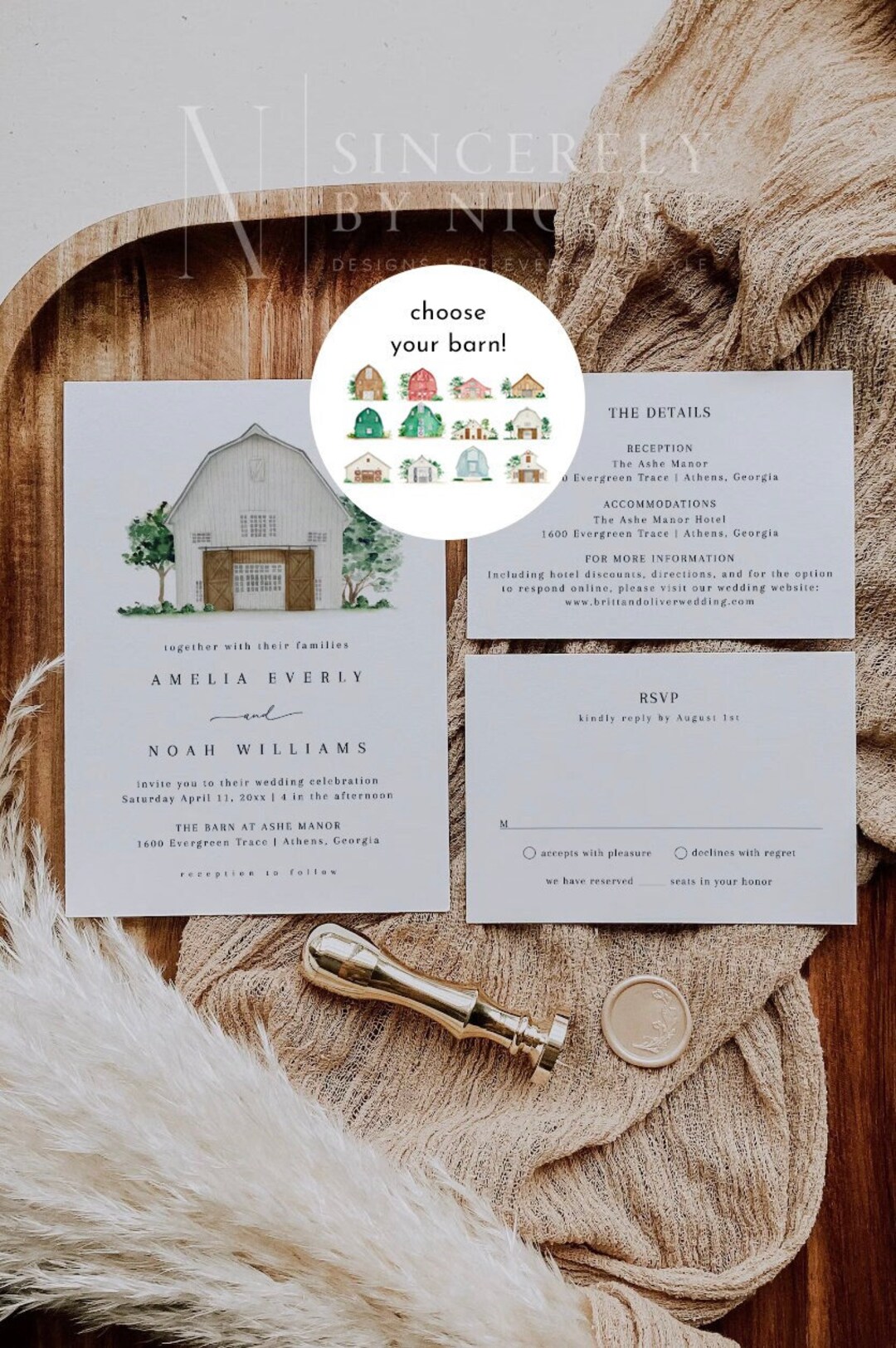 Barn Wedding Invitation, Wedding Invitations Rustic Barn Editable ...