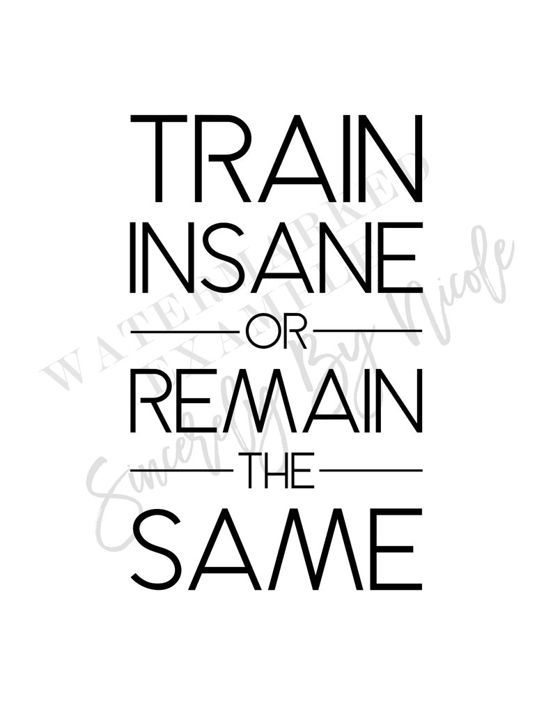 Train Insane or Remain the Same Motivational Poster - Etsy