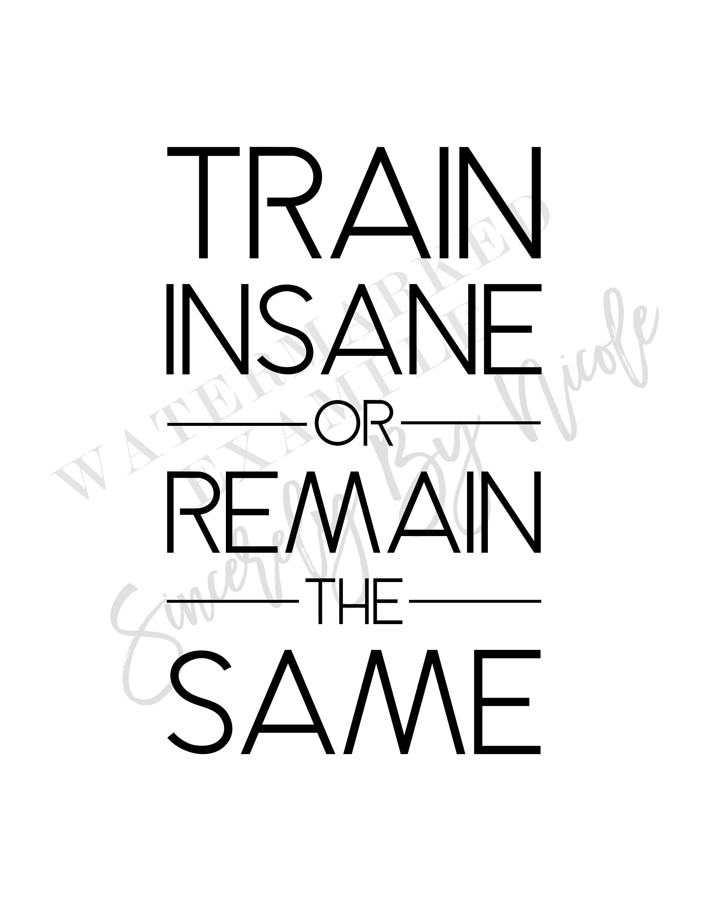 Train Insane or Remain the Same Motivational Poster - Etsy