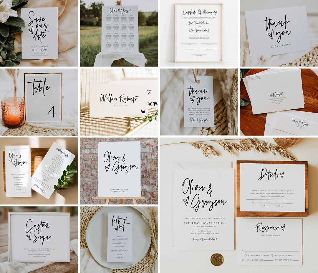 Modern Wedding Bundle, Minimalist Wedding Bundle, Wedding Signage ...