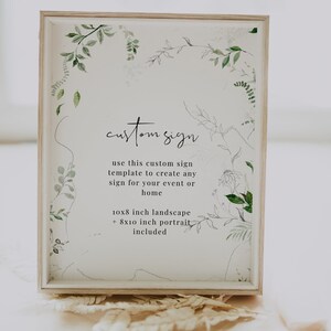 Fully Editable Greenery Sign Template, Editable Greenery Signs ...