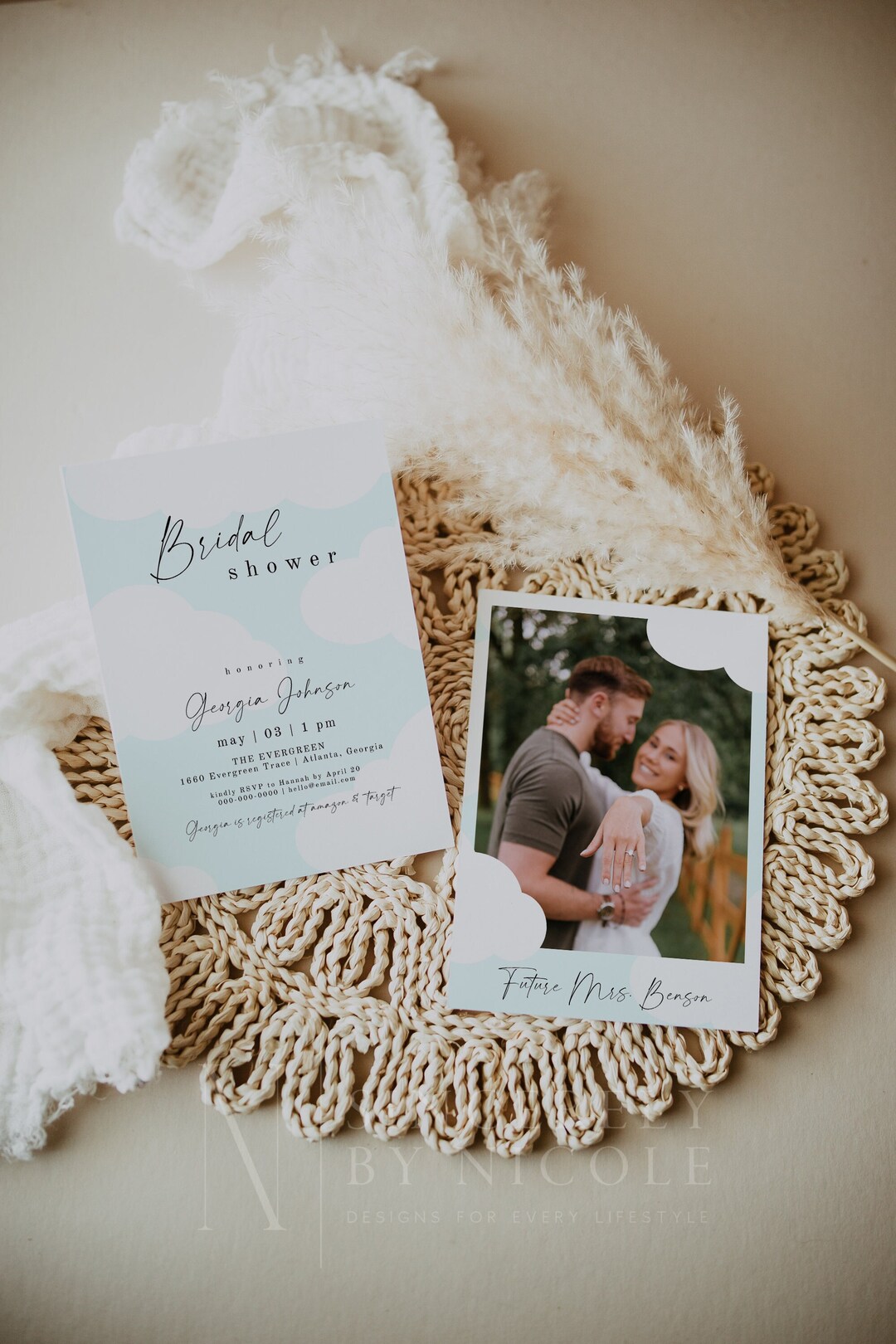 Cloud Bridal Shower Invitation, Cloud Bridal Shower Invitation Template ...