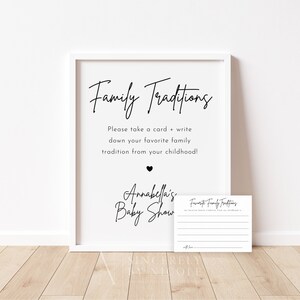 Editable Printable Family Traditions Card, Family Traditions Bay Shower ...