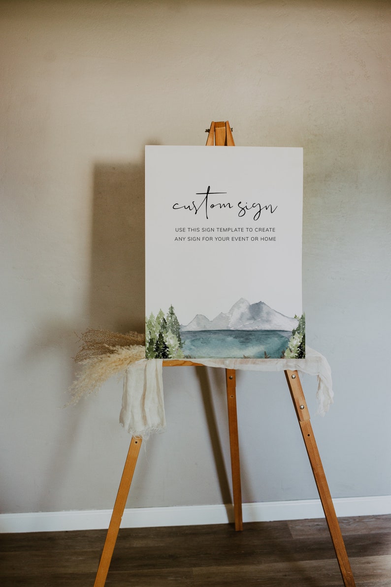 Lake Wedding Welcome Sign, Printable Mountain Wedding Sign, Editable ...