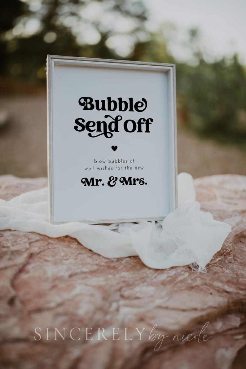 Bubble Send off Sign, Bubble Send off Sign Printable, Modern Minimalist ...