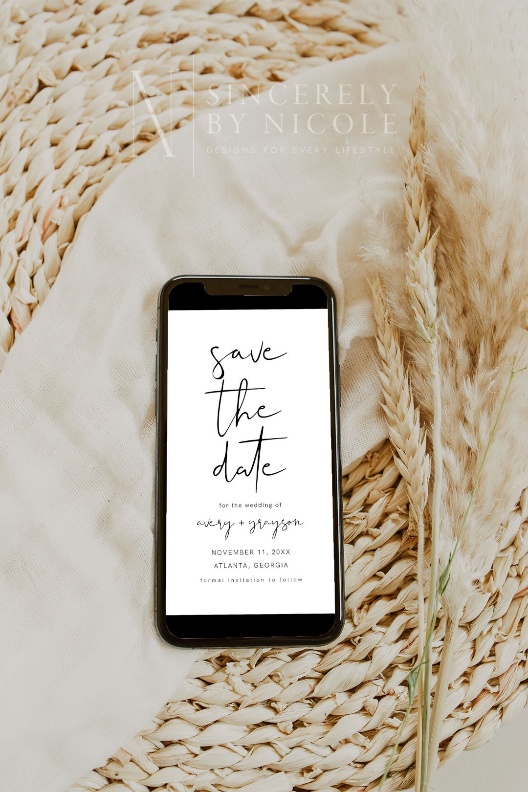 Modern Save the Date Text, Modern Wedding Announcement Electronic ...