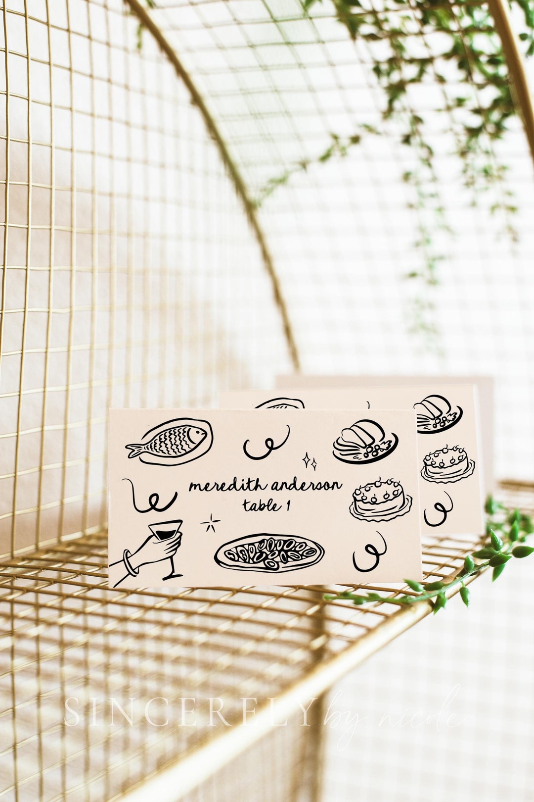 Hand Drawn Place Card Template, Handwritten Whimsical Nam Cards, Canva ...