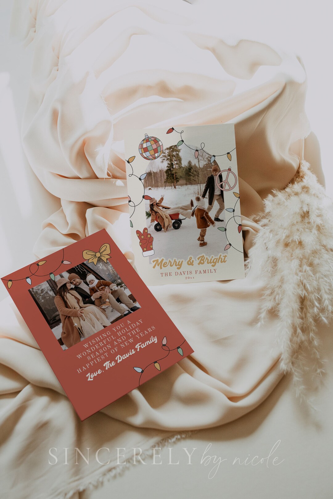 Boho Photo Christmas Card, Arch Christmas Card Editable, Terracotta ...